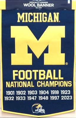 Michigan Wolverines Embroidered Wool National Champions Banner 24"x38 ...