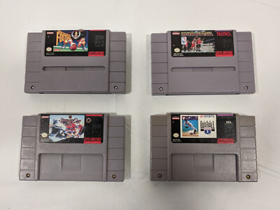 Super Nintendo SNES Games Lot of 4 - Football, Basketball, Hockey and ...
