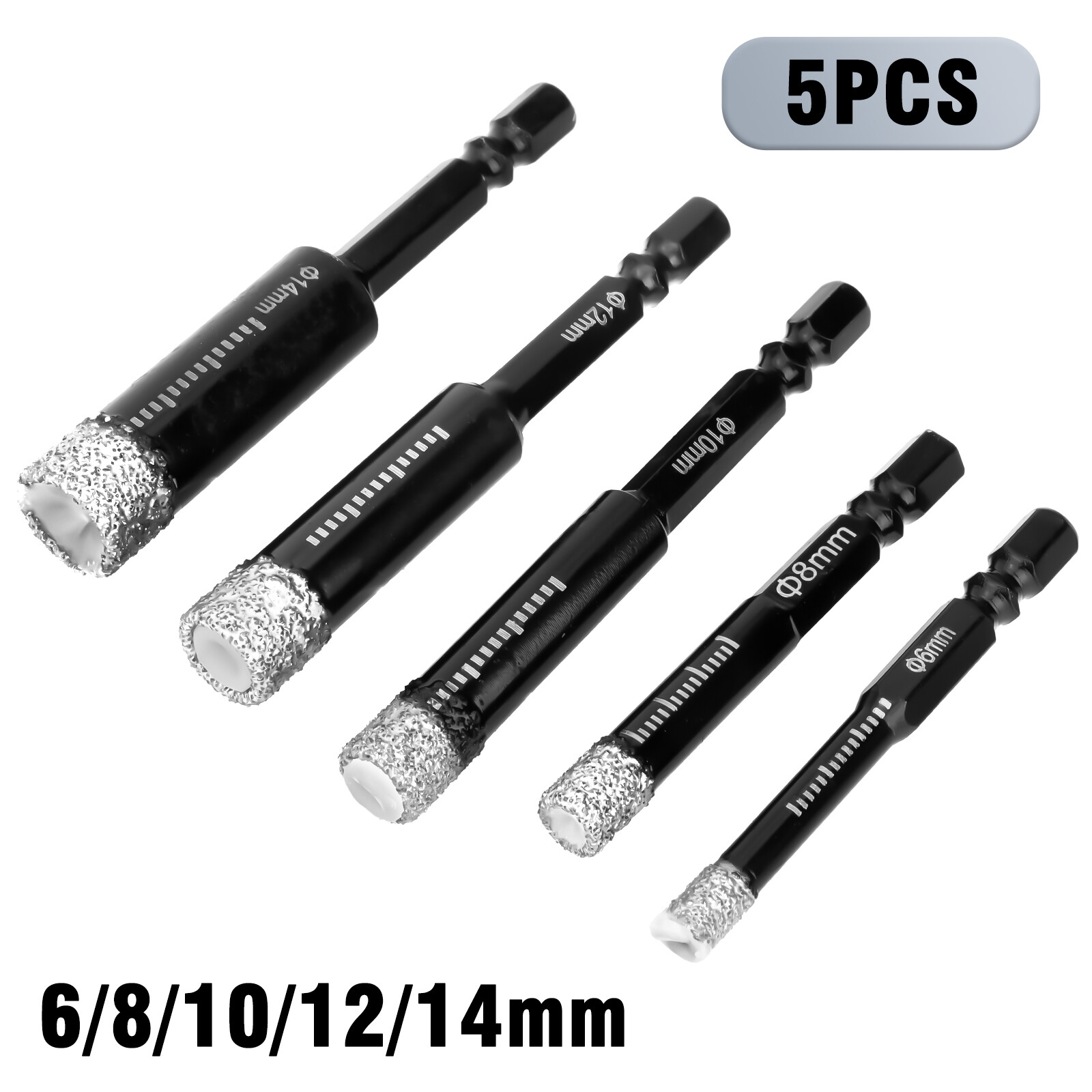 5Pcs Dry Diamond Drill Bits For Porcelain Granite Tile Glass Ceramics ...