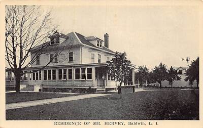 J86/ Baldwin Long Island New York Postcard c1910 Mr Hervey Residence ...