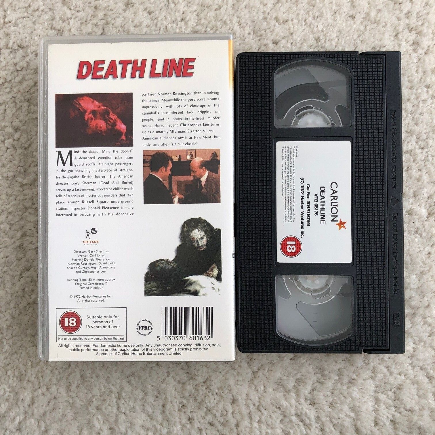 Death Line Horror VHS (PAL VHS) AKA RAW MEAT (Donald Pleasance ...