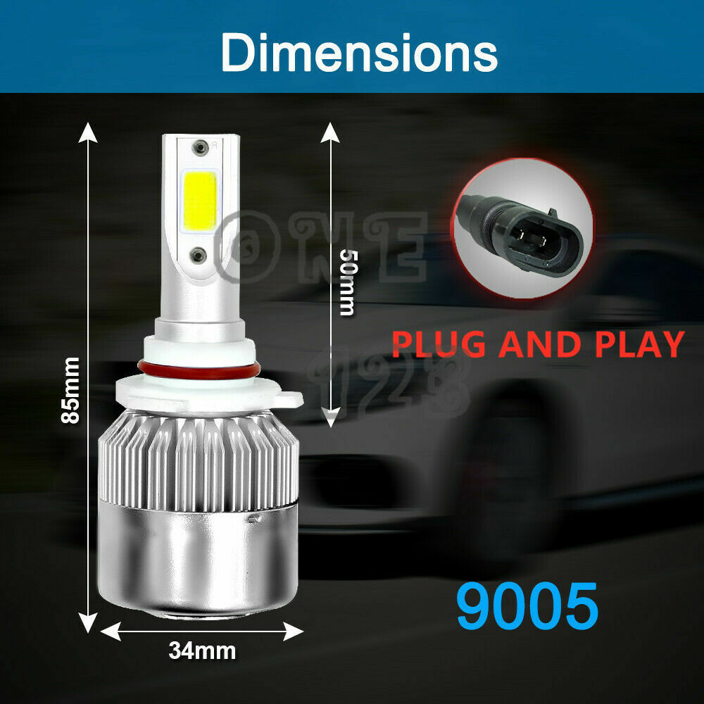 9005 HB3 LED Headlights Bulb Conversion Kit High Beam 8000K Ice Blue ...