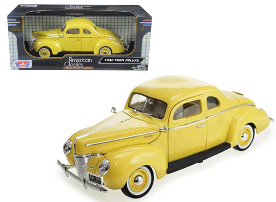 1/18 Motormax 1940 Ford Coupe Deluxe Yellow Diecast Car Model 73108 YL ...