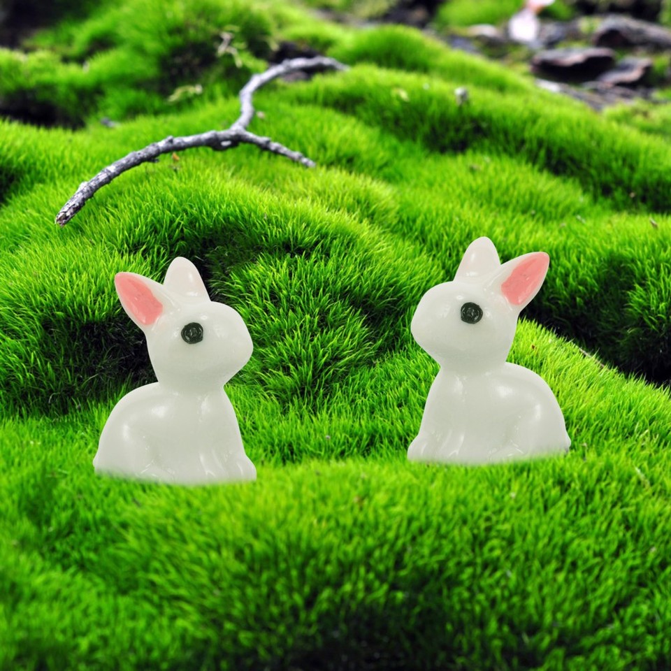 100pcs Miniature Rabbit Decorations Bonsai Rabbit Models rabbit resin ...
