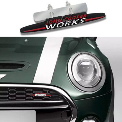 Black/w John Cooper Works Emblem Front Grill Badge 13.5cm For JCW R56 ...