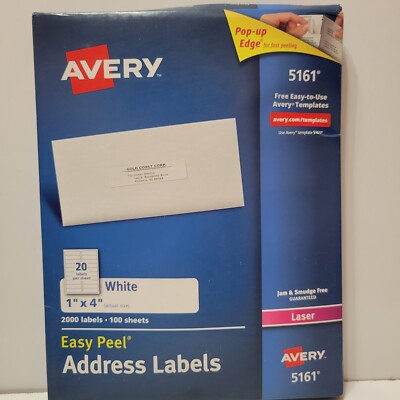 Avery Easy Peel Address Labels 5161 Laser 1x4 inch Pack of 2000 labels ...