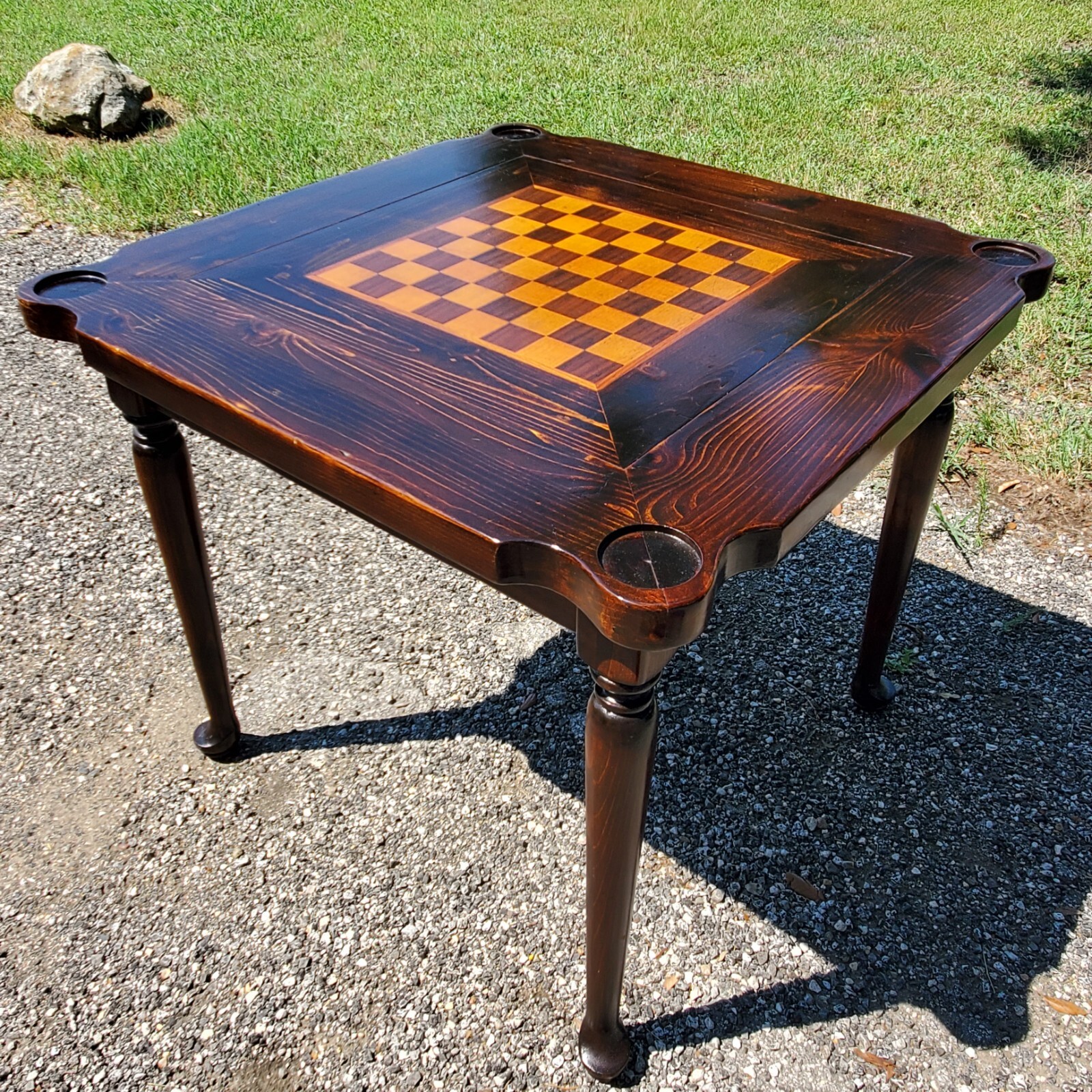 Ethan Allen Game Table 12-9012 Chess Checkers Antiqued Pine Old Tavern ...