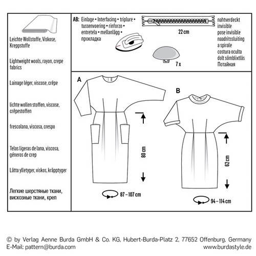 6451 PATRON BURDA 2 CREATIONS RUBE AMPLE ET FLUIDE ELEGANTE 36 AU 46 | eBay