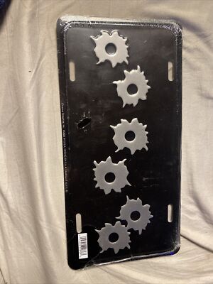 Vintage Stamped Metal License Plate Or Tag With Bullet Gunshot Holes ...