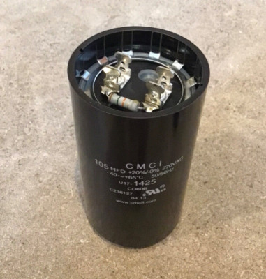 Well Pump Motor Start Capacitor, U17-1425, 270 VAC, 105 MFD, 50/60 Hz ...
