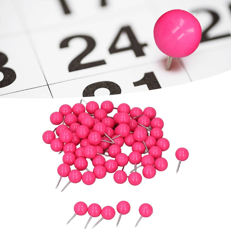 9.5x20mm Rose Red 100Pcs Push Pins Map Tacks Steel Plastic Decorative ...