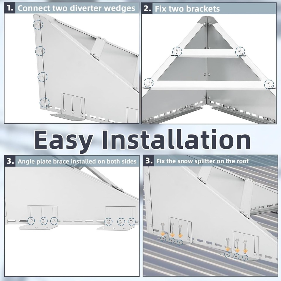 Snow Splitter for Metal Roofs, Snow Diverter Galvanized Steel Universal ...
