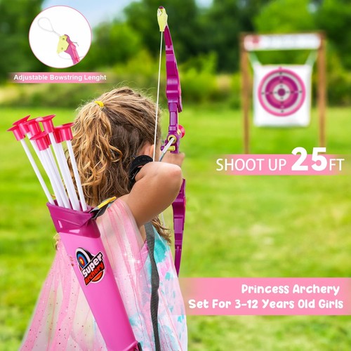 Bow and Arrow for Kids, LED Light Up Archery Set with Princess Cape and ...