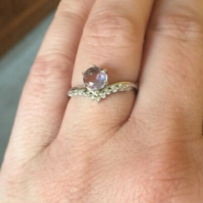 NWT Fragrant Jewels Silver Tone HOLIDAY MAGIC Purple & Clear Stone Ring ...