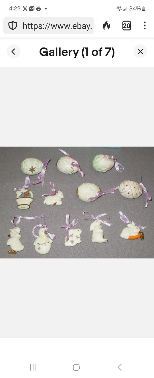 Lenox Easter Set of 12 Mini Porcelain Tree Ornaments Eggs Bunny Rabbits ...