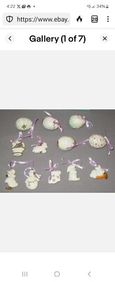 Lenox Easter Set of 12 Mini Porcelain Tree Ornaments Eggs Bunny Rabbits ...