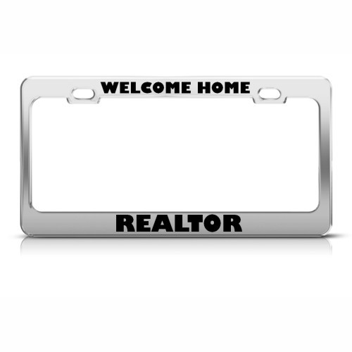Metal License Plate Frame Realtor Welcome Home Car Accessories Chrome ...