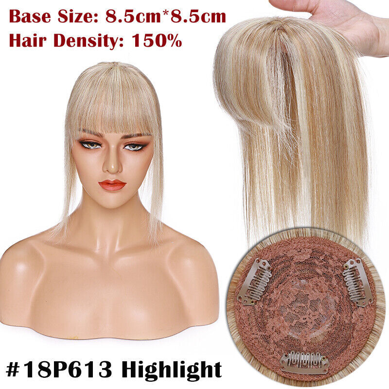 Natural Topper Hairpiece Clip In REMY 100% Human Hair Silk Base Toupee ...
