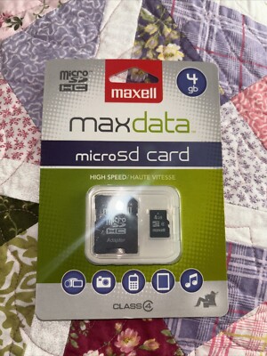 Brand NEW Sealed Maxell 501001 4GB Class 4 MaxData SDHC Card Memory ...