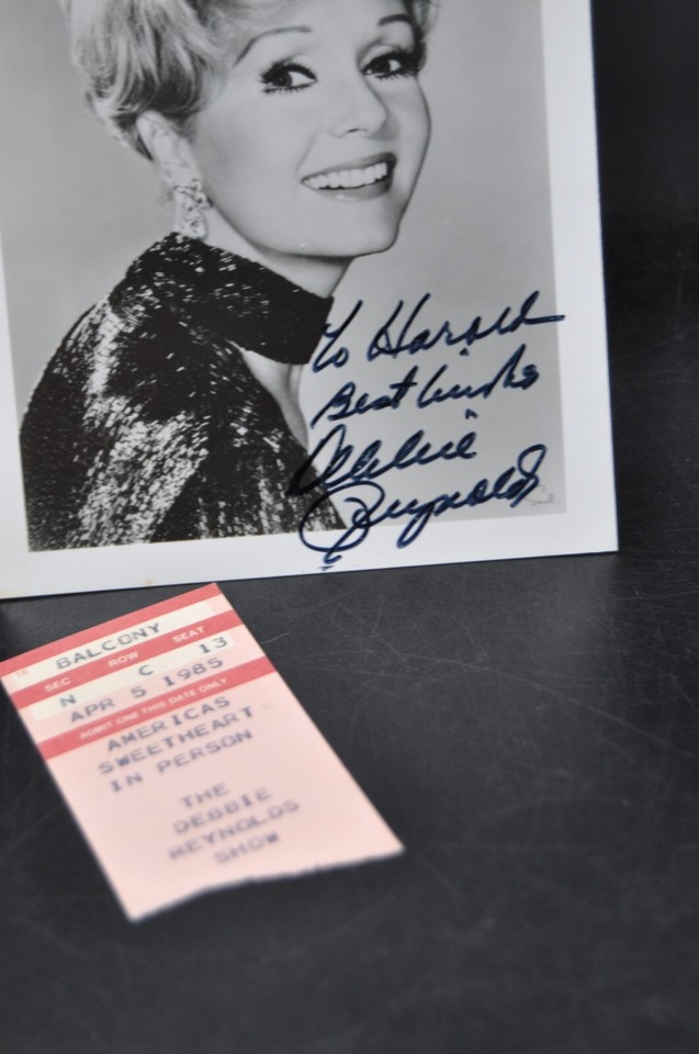 Debbie Reynolds signed 4x5 Autographed Photograph Ticket Stub Inscribed ...