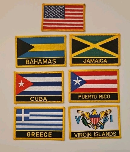Lot of 7 Various International Country Flag Embroidered Patches, Unused ...