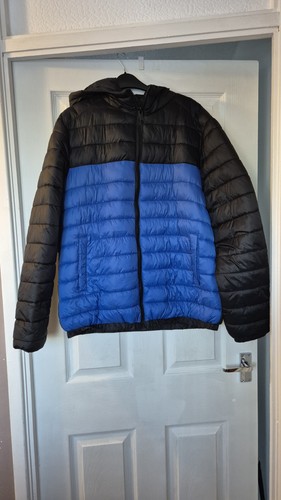 Padded Mens Coat Size Med, Blue & Black Zip Fastening, 2 Pockets ...