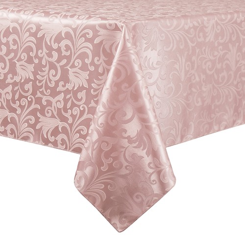 Scroll Damask Jacquard Rectangle Coral Gold Tablecloth 60" 120 ...