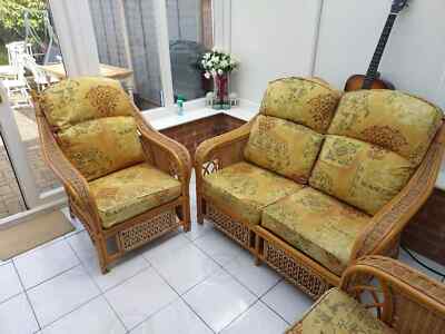 Cane conservatory furniture set. Comfortable two seater sofa plus two ...