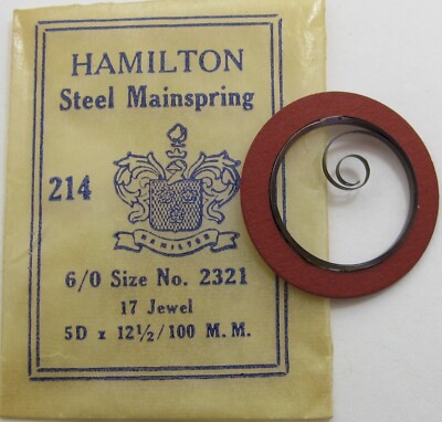 Hamilton 6/0s 2321 17 jewels T end Watch Mainspring x1 blue alloy | eBay