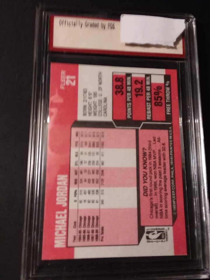 1989 FLEER MICHAEL JORDAN GEM MINT 10 FGS GRADING INC | eBay