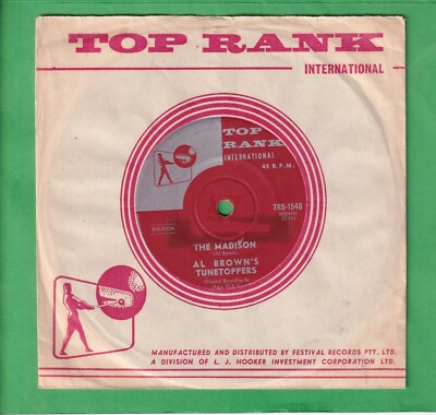 Al Brown's Tunetoppers "Top Rank" 45rpm single- The Madison / Mo ...