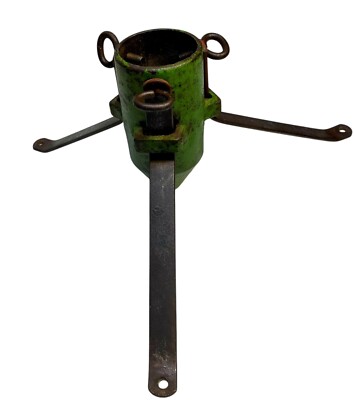 Bullet Shaped Cast Iron Tree Stand Christmas 3 Legged Vintage Complete ...