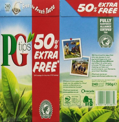 Pg Tips 240 Bags, Pack of 2 (160 Bags +80 Free)- 240 Count (Pack 2 ...