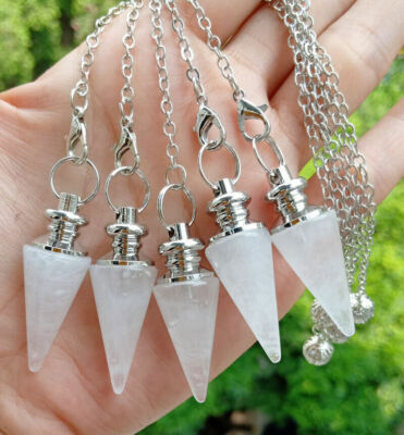 5pcs Rock Quartz Stone Magic Pendulum Pendant Energy Power Reiki ...