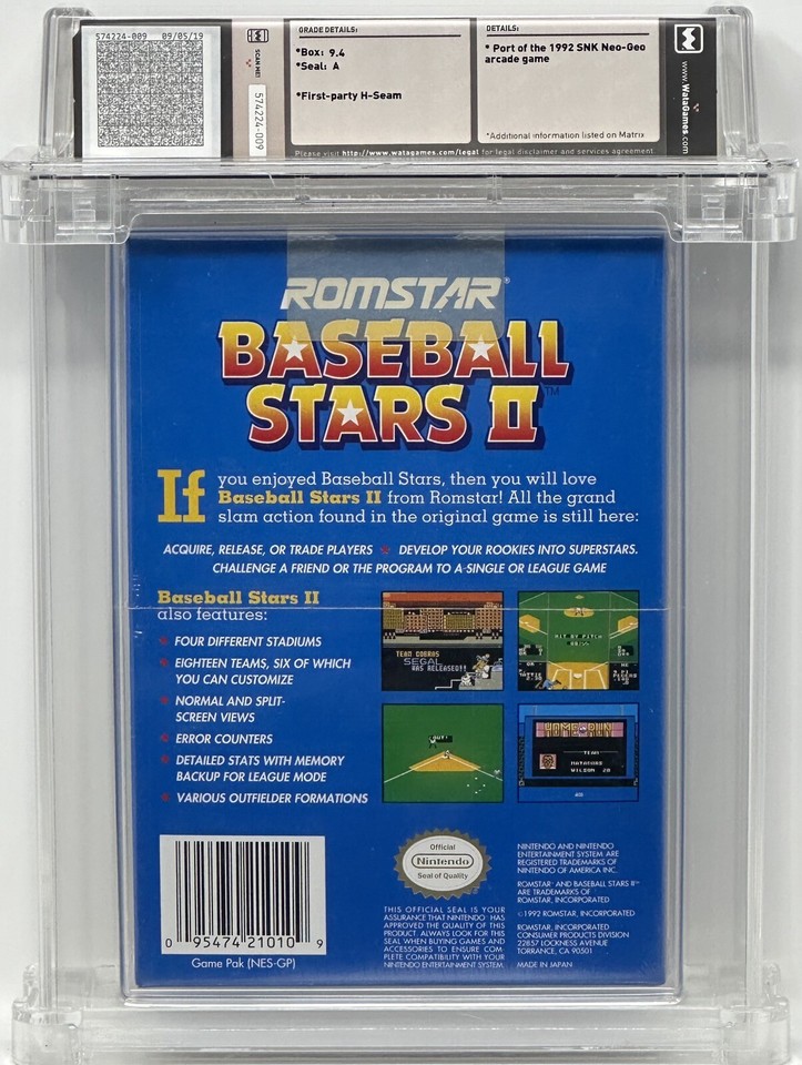 Baseball Stars II (Nintendo NES, 1992 ) WATA 9.4 A Brand Factory Sealed ...