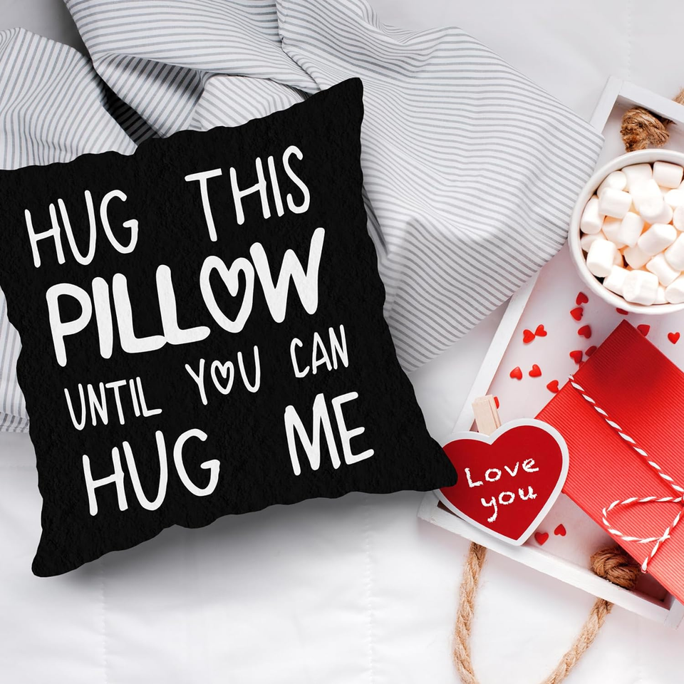 Hug This Pillow until You Can Hug Me Throw Pillow Covers, 18 X 18 ...