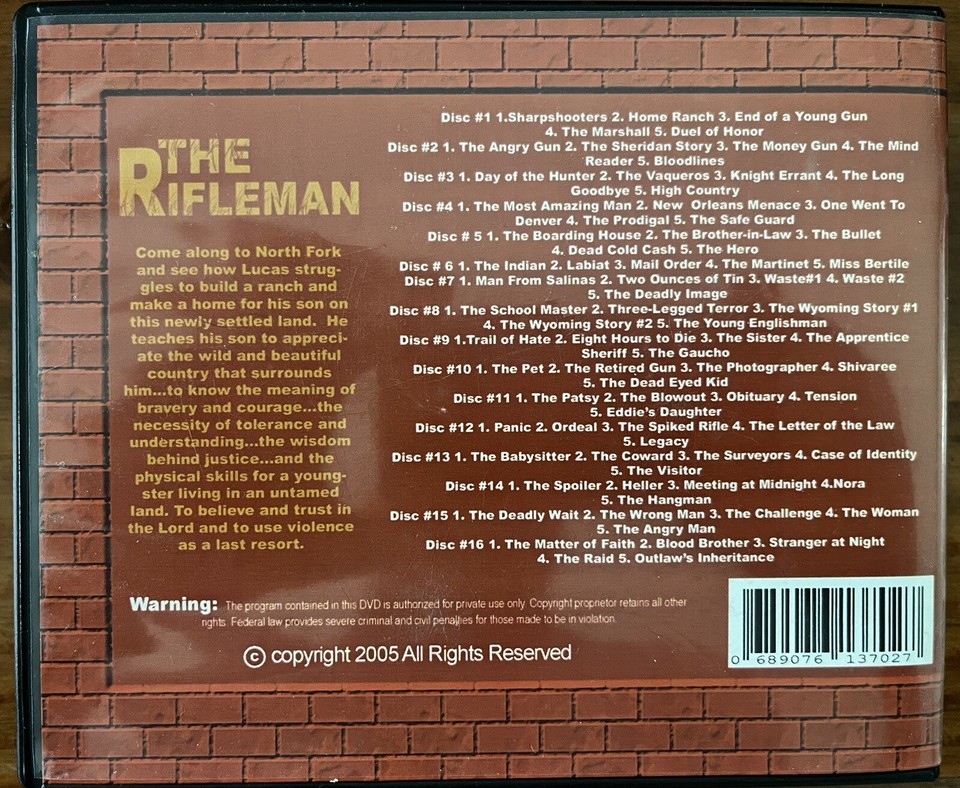 The Rifleman Mega Pack 80 Episode 16 DVD Box Set Collection | eBay