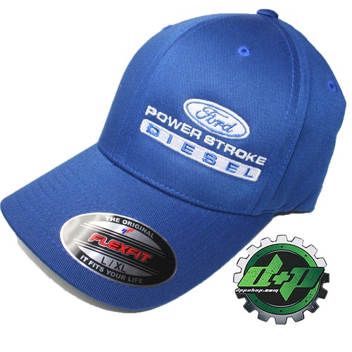 Ford Powerstroke hat ball cap fitted flex fit flexfit stretch blue L/XL ...