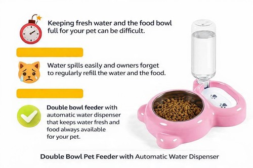 Stainless steel bowls, dogs and cats with water dispenser, durable dog ...