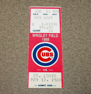 Chicago Cubs 5/17/1988 Ticket Stub Greg Maddux Pitches Career High 10.2 ...