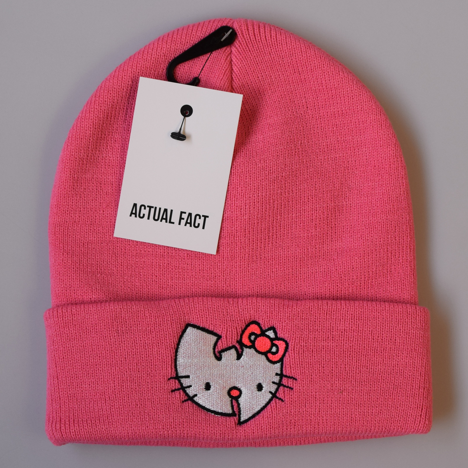 Actual Fact W x Hello Kitty Hip Hop Beanie Winter Roll Up Pink Wooly ...