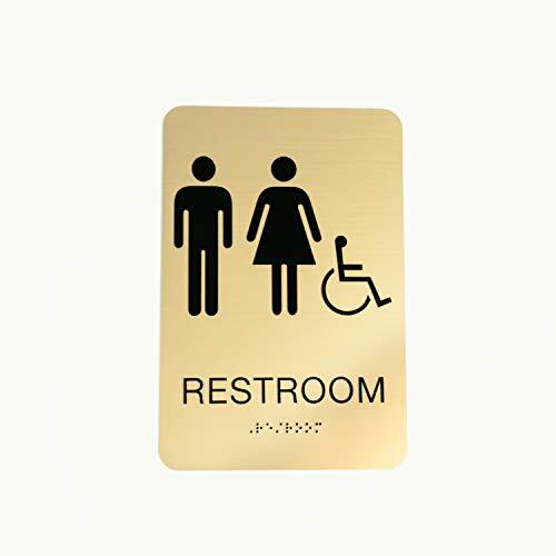 Gold Unisex ADA Restroom Sign / 6" x 9" Modern Chic Gold Color Gender ...