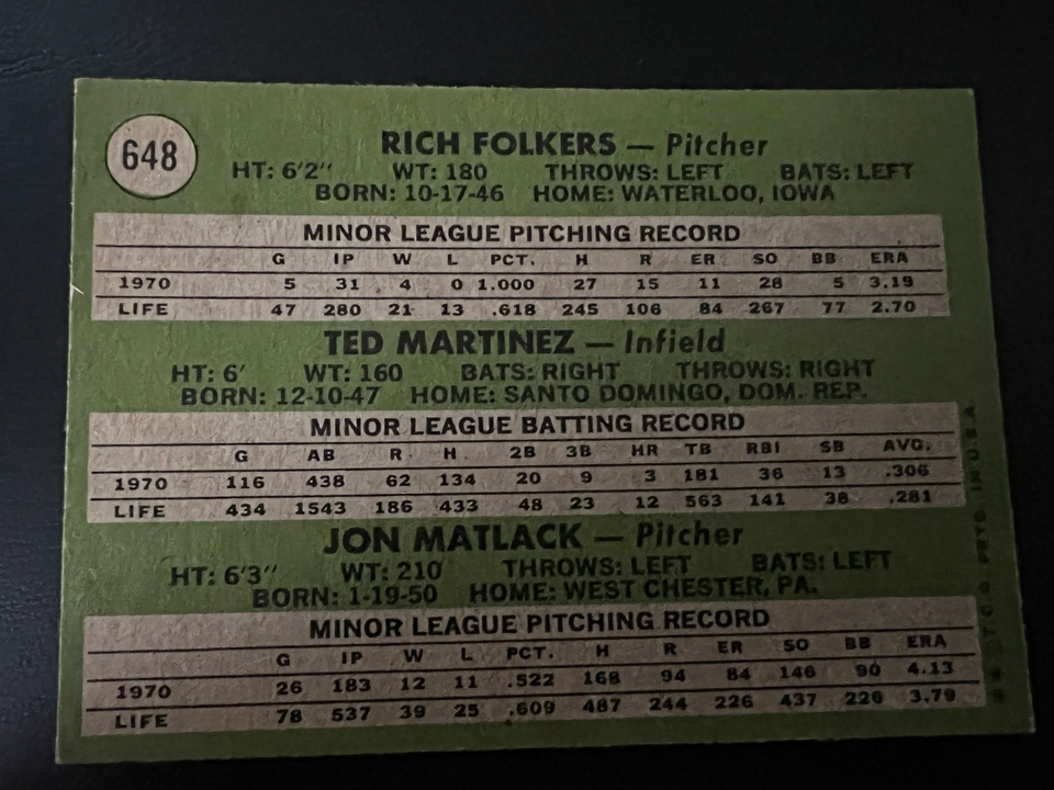 1971 Topps Mets Rookie Stars #648 Rich Folkers Ted Martinez Jon Matlack (RC) | eBay
