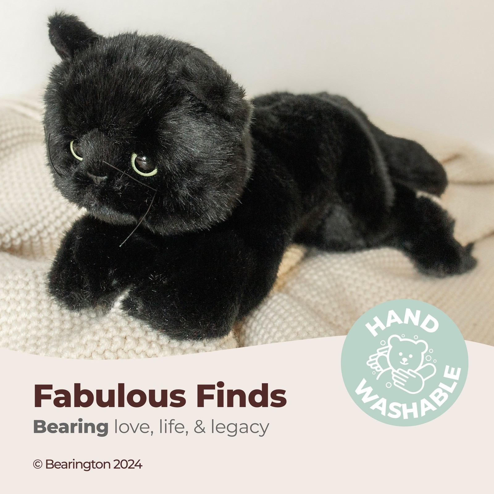 The Bearington Collection Plush Stuffed Animal Black Cat Kitten 15 Inch ...