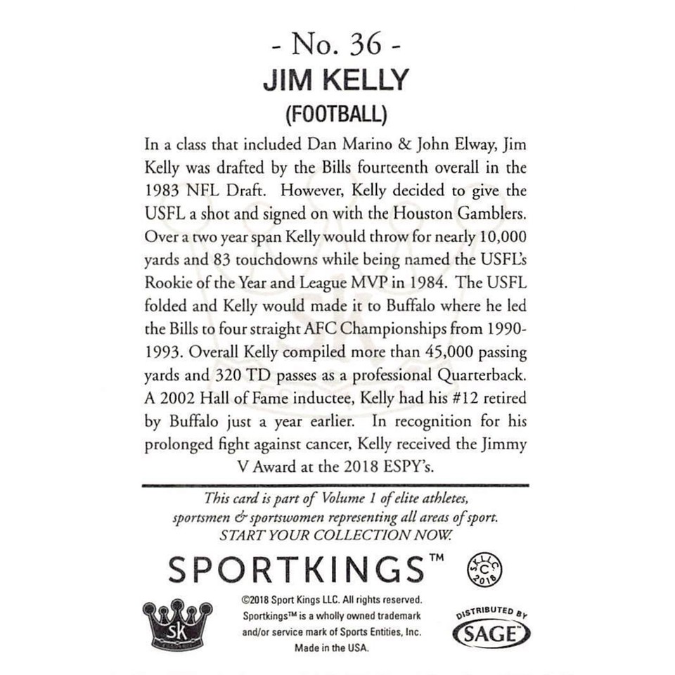 2018 Sportkings #36 Jim Kelly | eBay