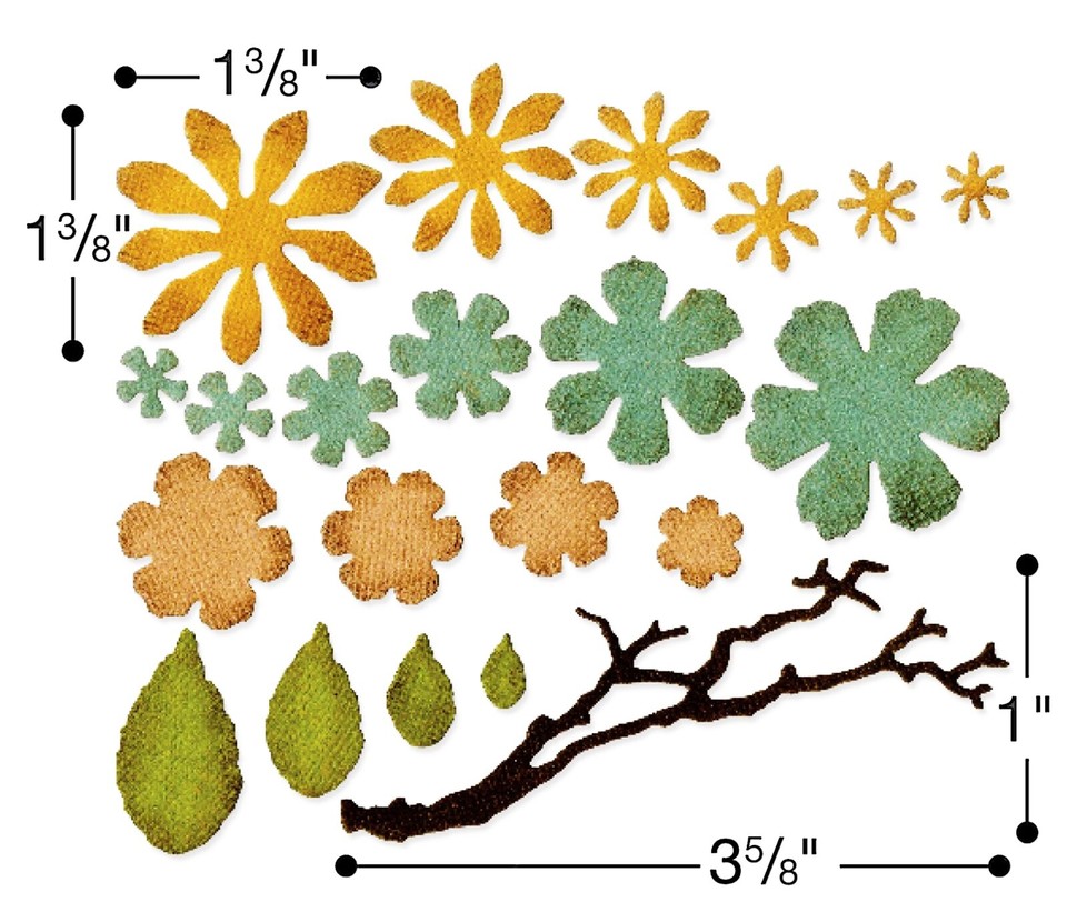 Sizzix Thinlits Small Tattered Florals 21pc set #661806 Retail $15.99 Tim Holtz | eBay