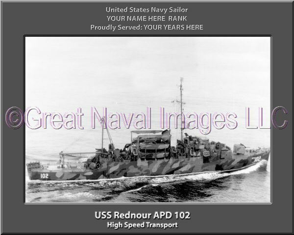 USS Rednour APD 102 Personalized Canvas Ship Photo Print Navy Veteran ...