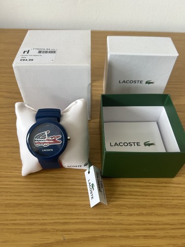 MENS LACOSTE GOA WATCH BLUE RED WHITE USA FLAG CROCODILE LADIES UNISEX ...