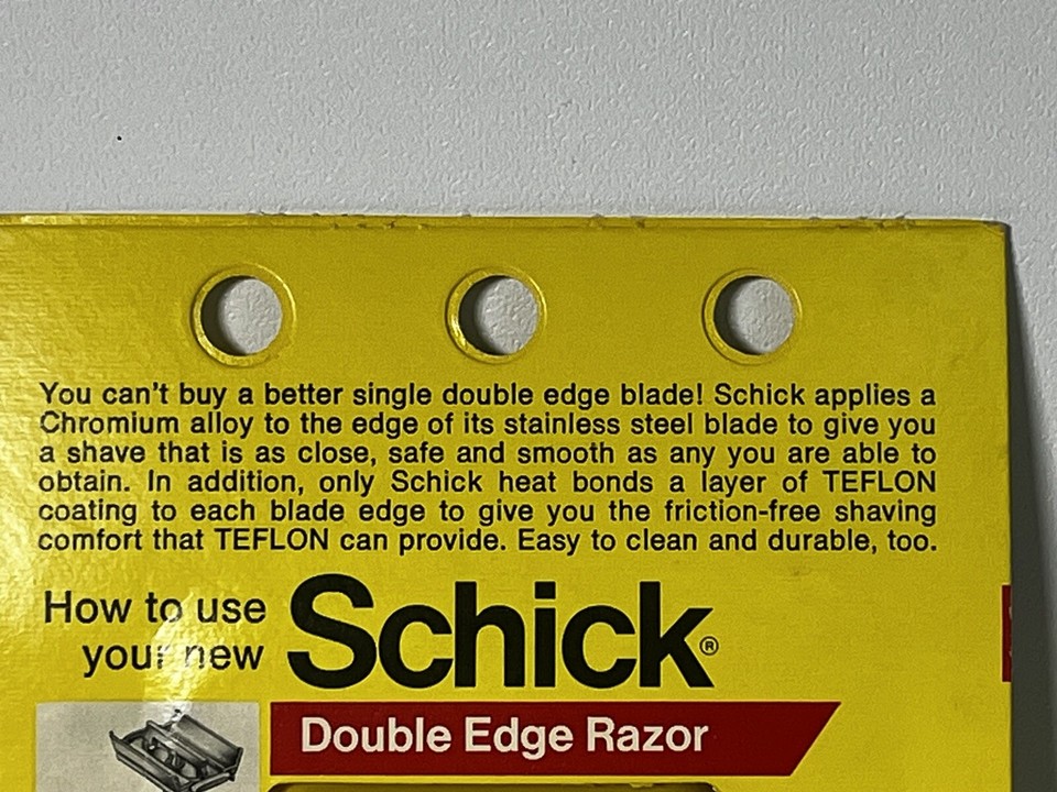 Vintage NOS Schick Double Edge Razor W/2 Teflon Coated Super Chromium ...