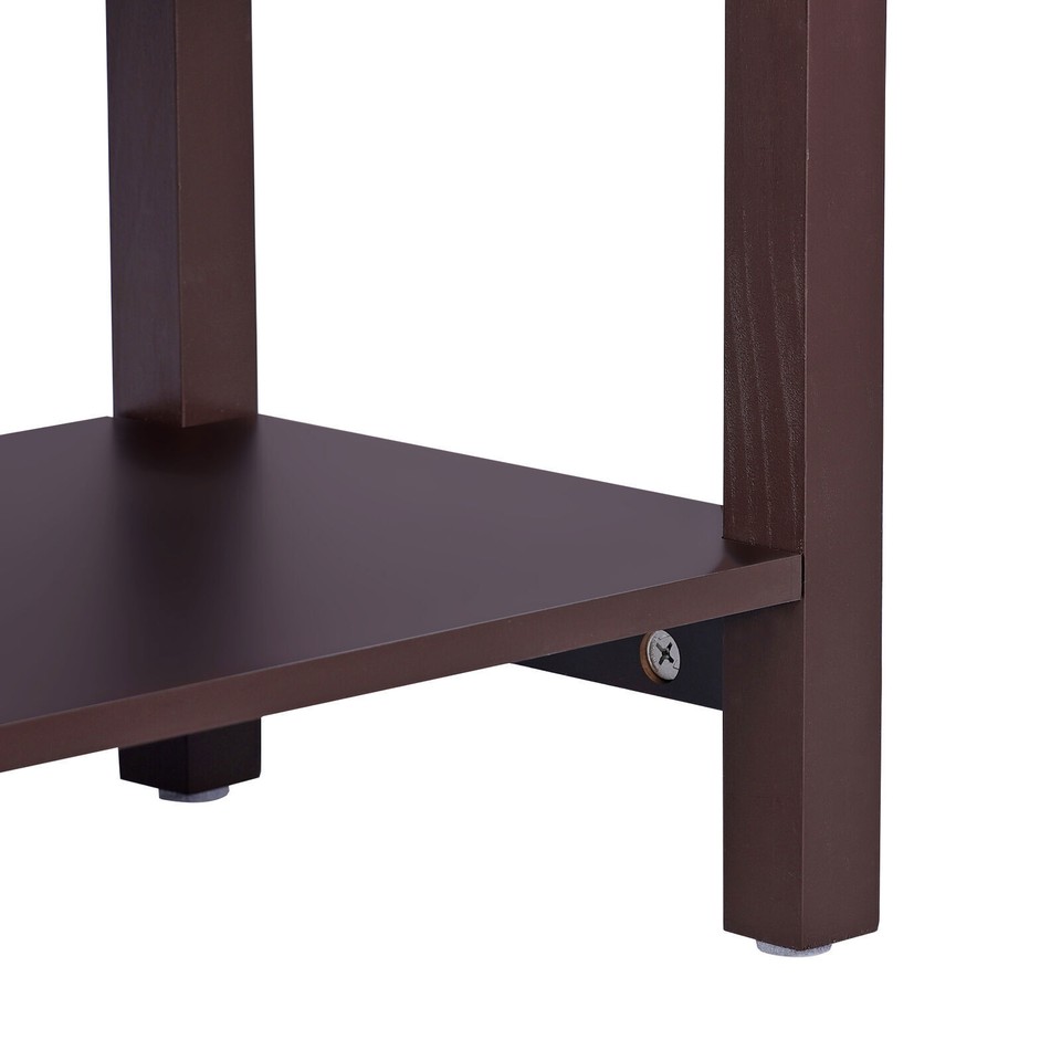 24'' Brown Narrow End Side Table with Drawer for Living Room Bedroom ...